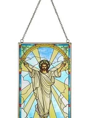 Berkander | Accents | Stained Glassstyle Jesus Wall Art Panel In Blue ...